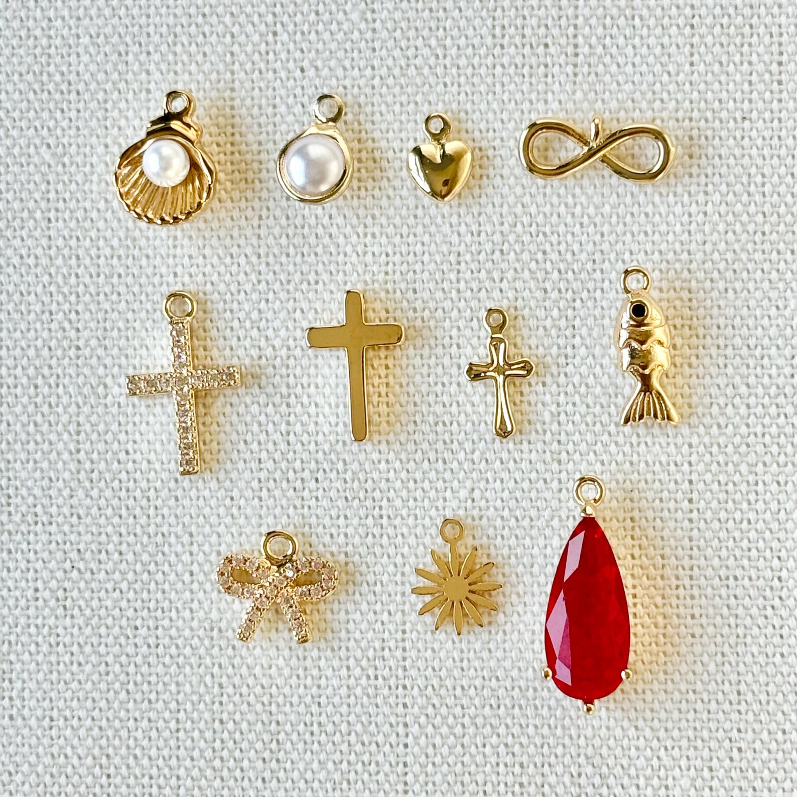Gold Charms for Necklace, Delicate Gold Jewelry Making Supplies Pendant ...