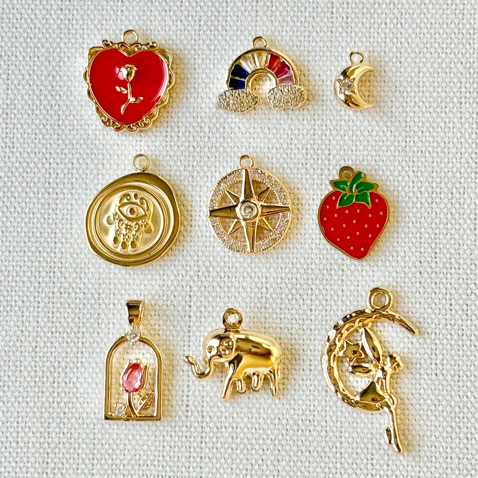 Gold Charms for Necklace, Delicate Gold Jewelry Making Supplies Pendant ...