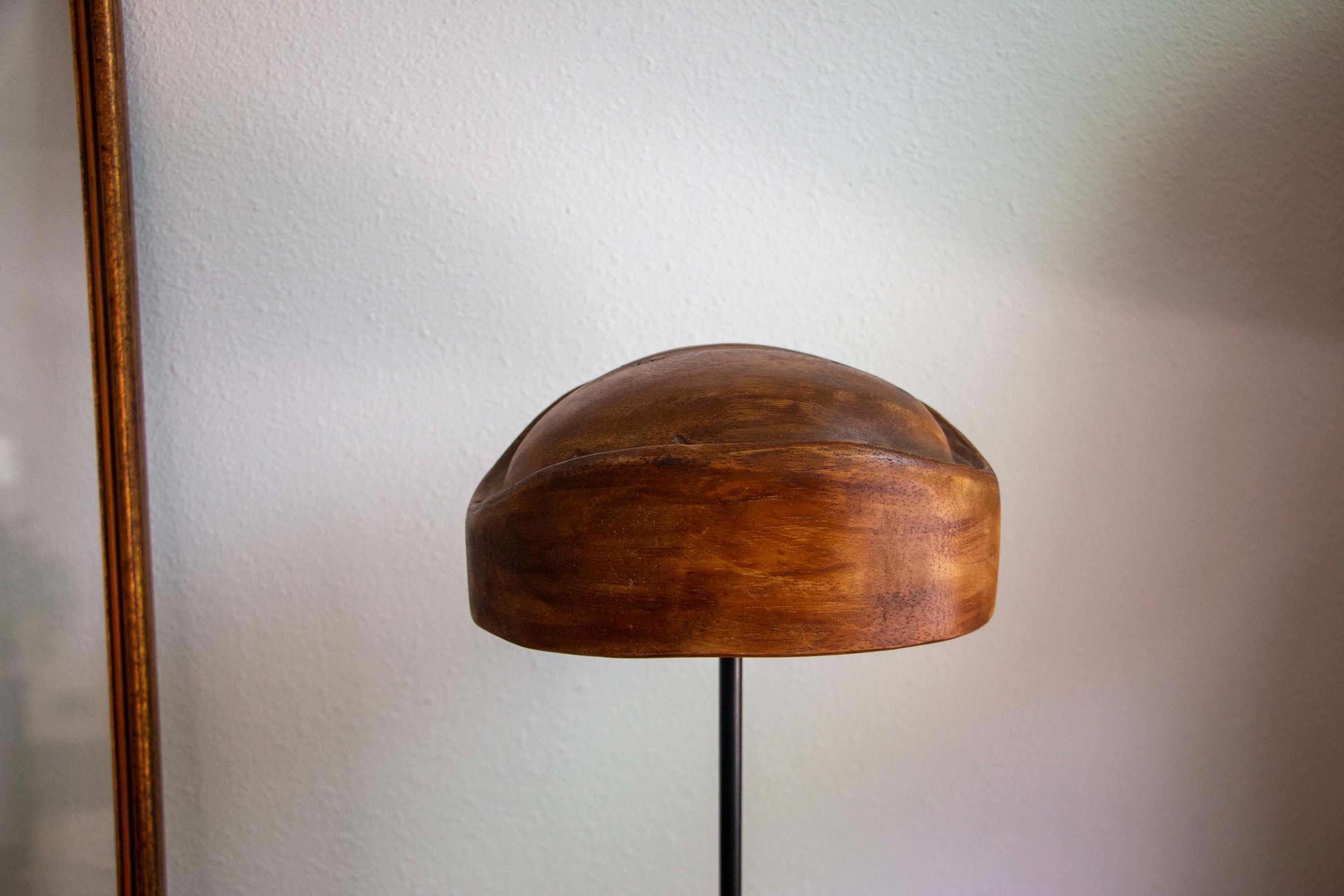 Vintage Wood Hand Carved Hat Stand With Metal Base - Etsy