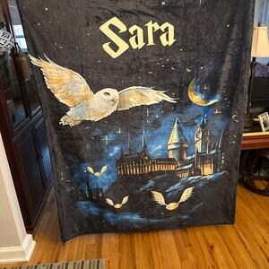 Wizard Blanket With Name, Custom Christmas Gift, Starry Night Blanket ...