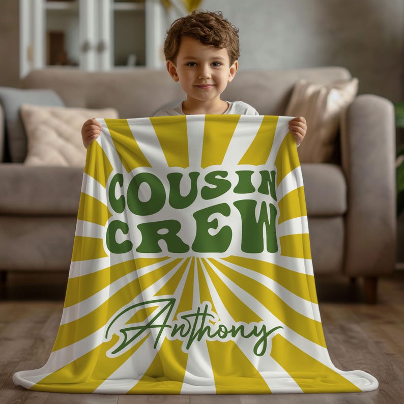Personalized Cousin Crew Blanket, Custom Family Name Throw, Cozy ...