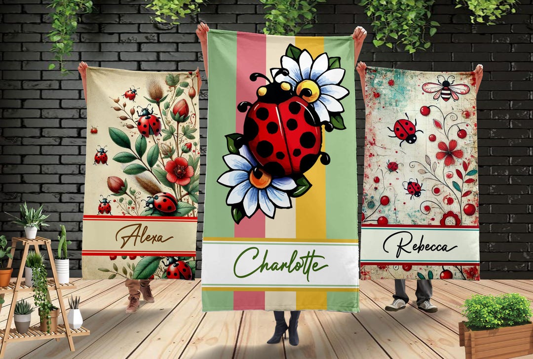 Personalized Ladybug Beach Towels for Kids and Adults, Christmas Gift ...