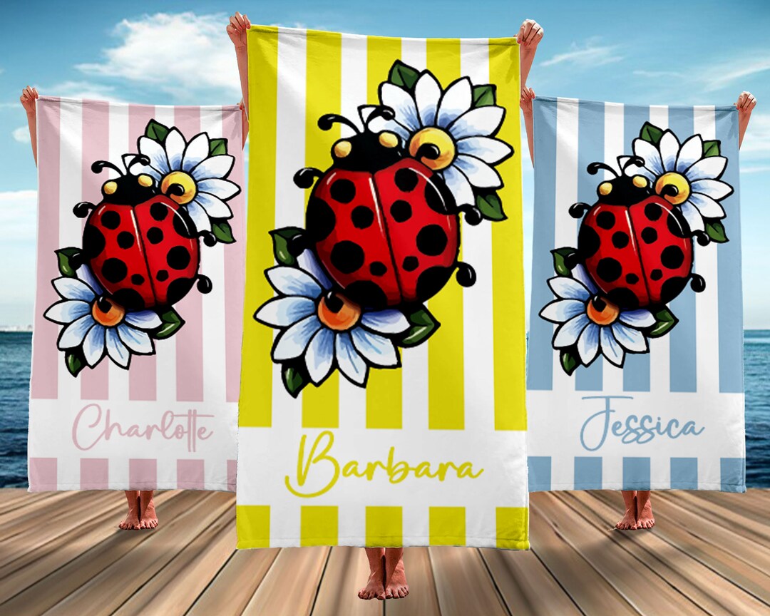 Personalized Ladybug Beach Towels for Kids and Adults, Christmas Gift ...