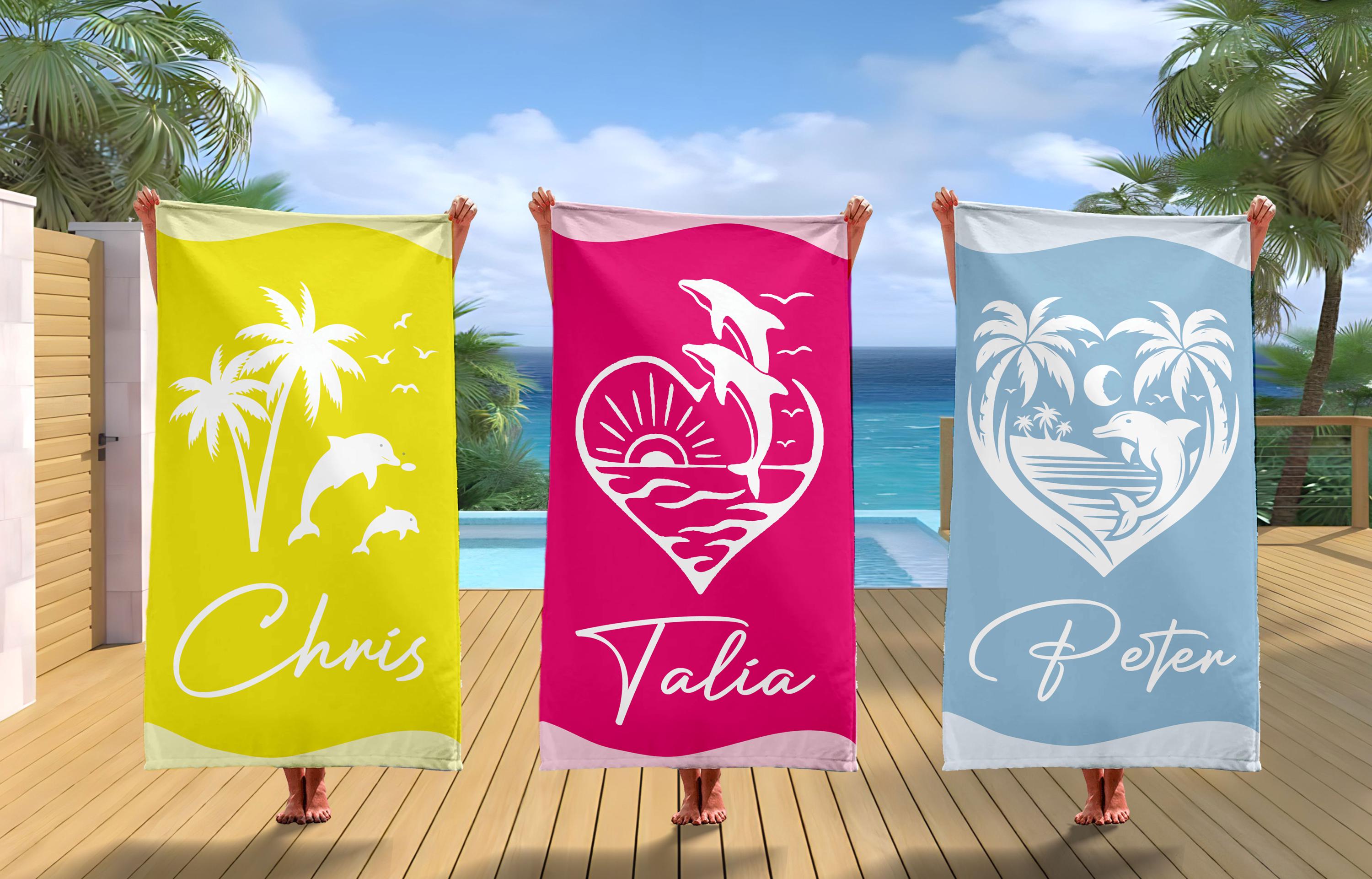 Custom Swimming Team Towel, Personalized Dolphin Beach Towel, School ...