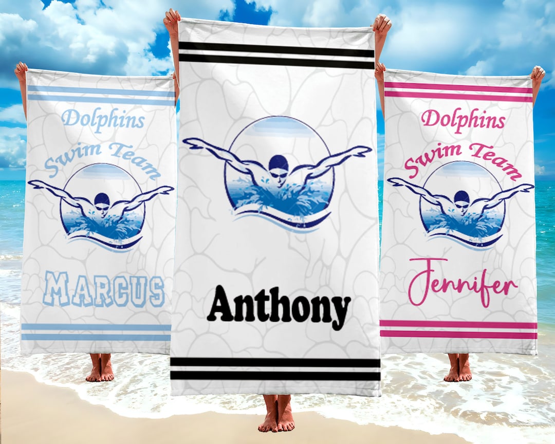 Swimming Team Custom Pool Towel, Sport Team Personalized Beach Towel ...