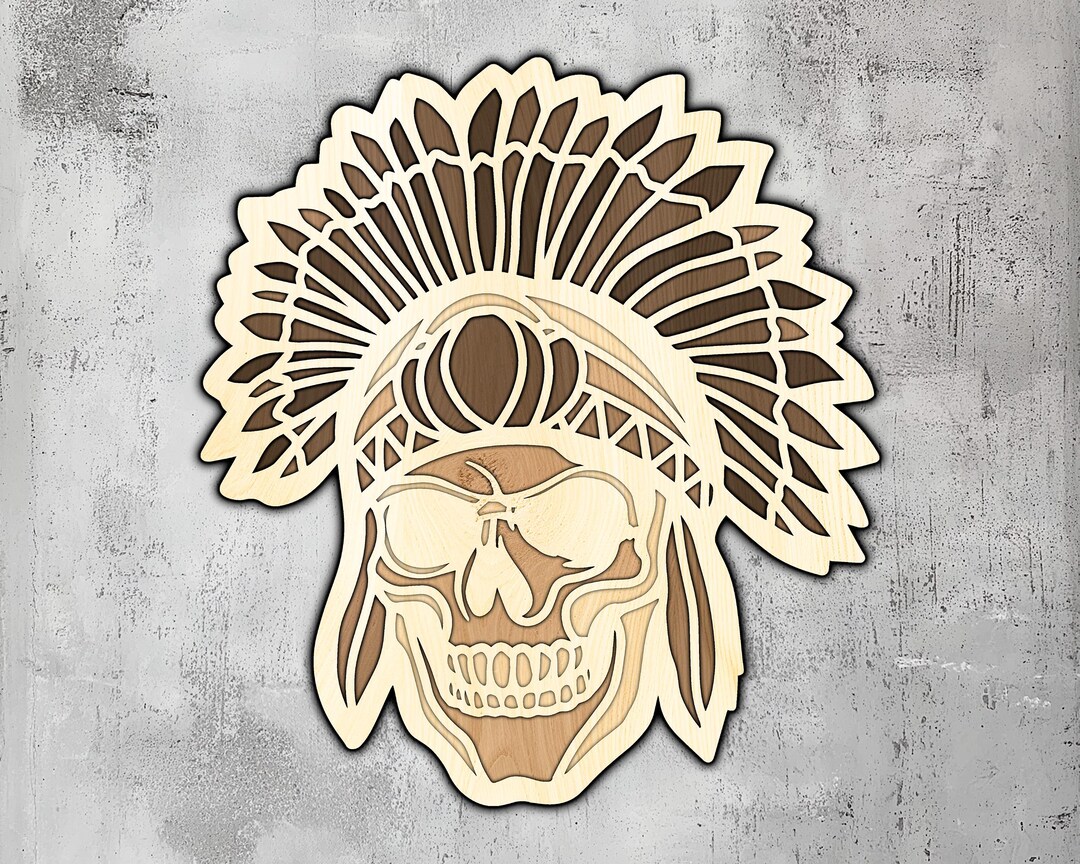 178- Multilayer Native Skull | 3d Wall Art | Svg Dxf Png Eps | Wood ...