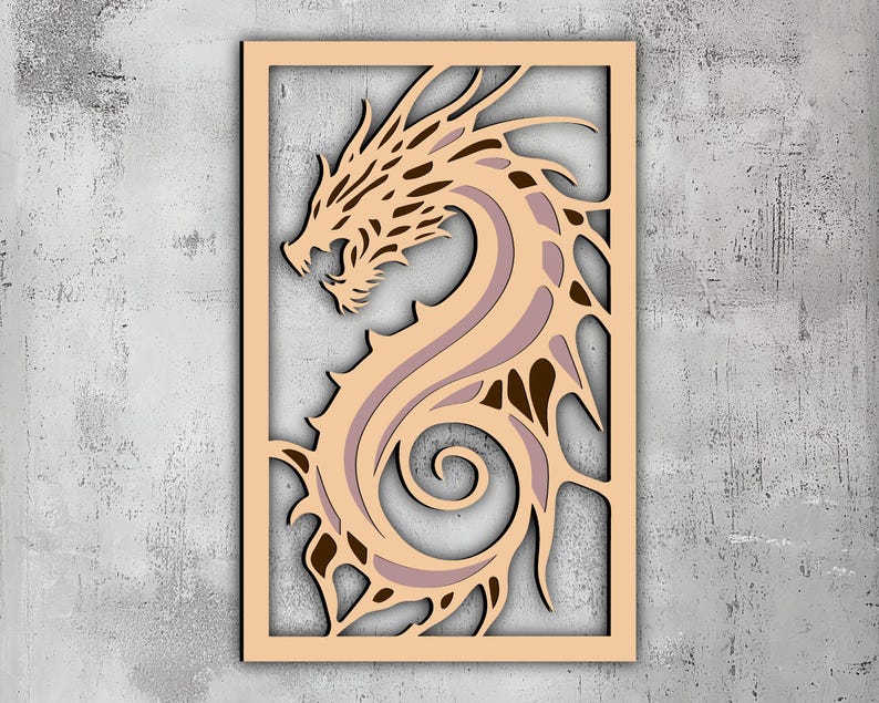 Silhouette Dragon 3D Wall Art - Laser Cut Files (svg Dxf Png Eps) - Etsy