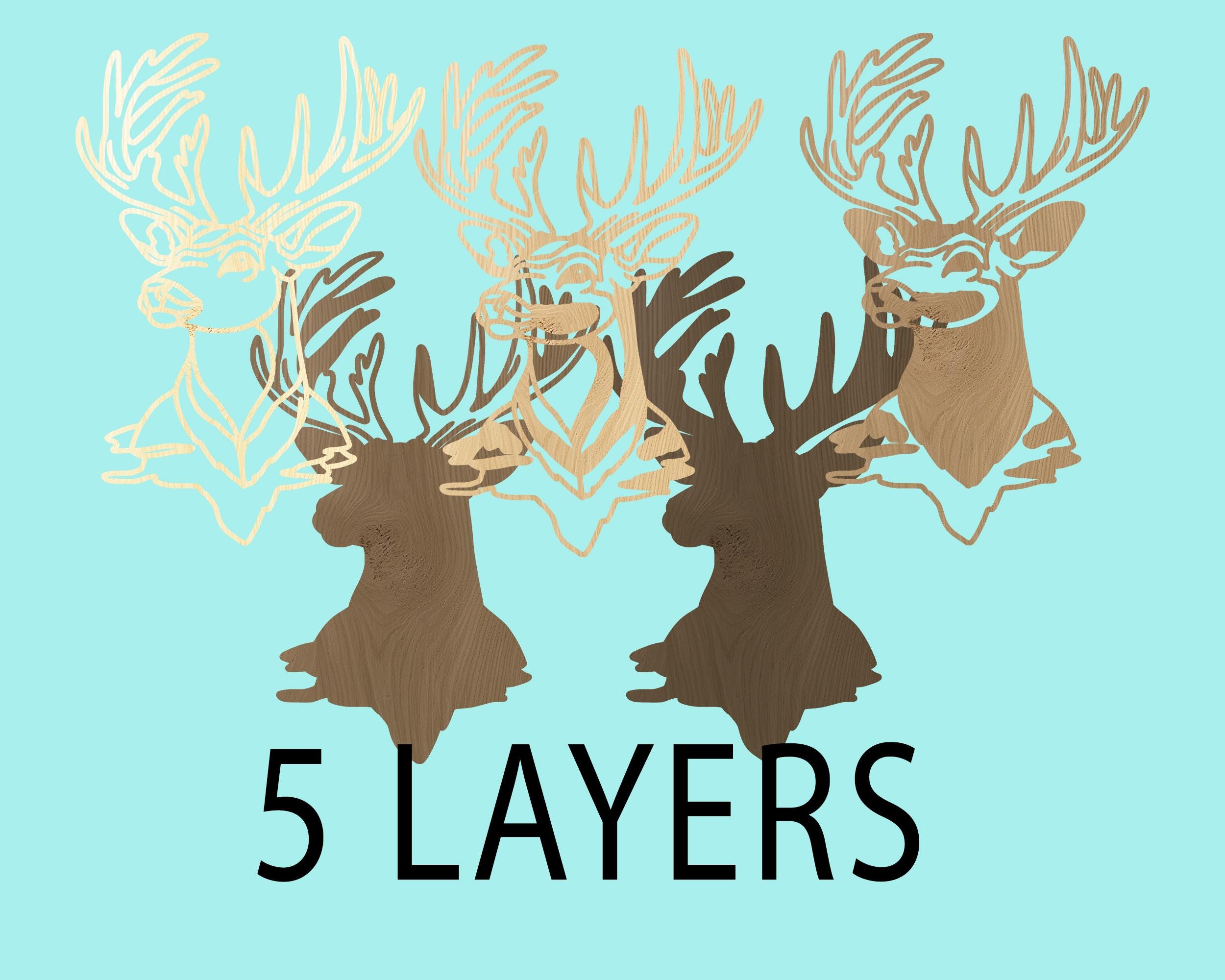 3D Deer Wall Art – Hunting Decor, Laser Cut Files (svg, Dxf, Png, Eps ...