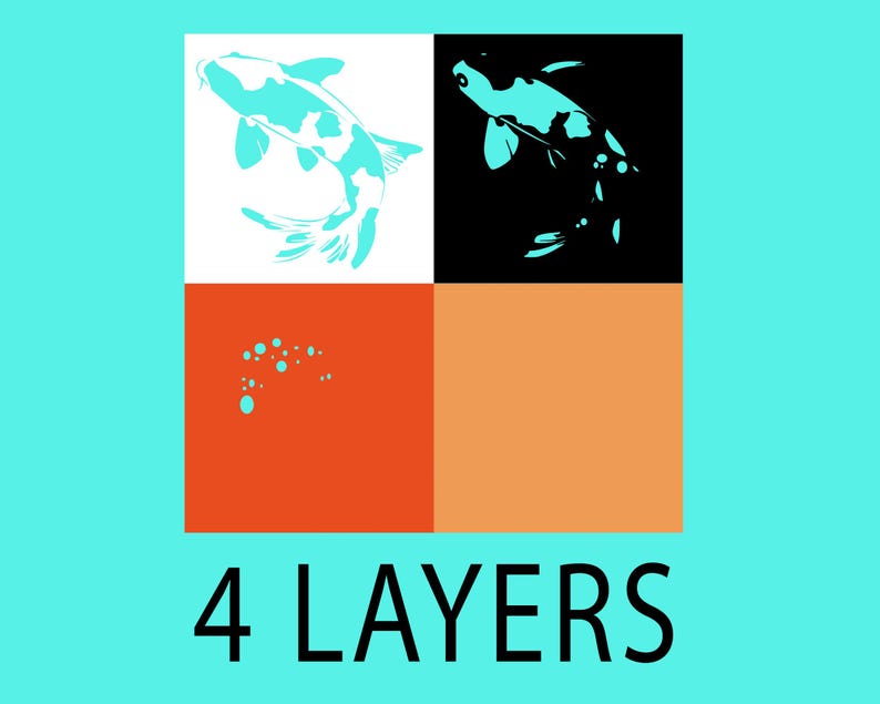 Koi Carp SVG – 3D Layered Multilayer File, Laser Cut, Cricut (digital ...