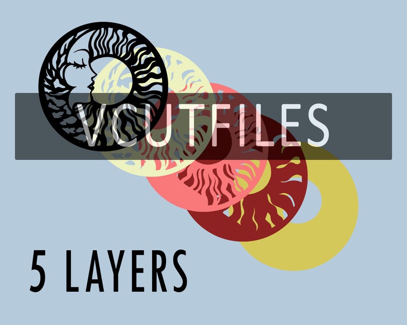 6- Multilayer Sun and Moon Wall Art | Laser CNC Cutting Files | Svg Dxf ...