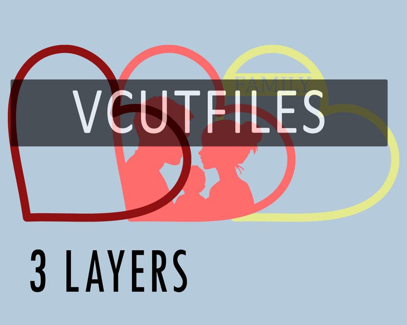 50- Multilayer Family Heart | 3d Wall Art | Svg Dxf Png Eps Lightburn ...