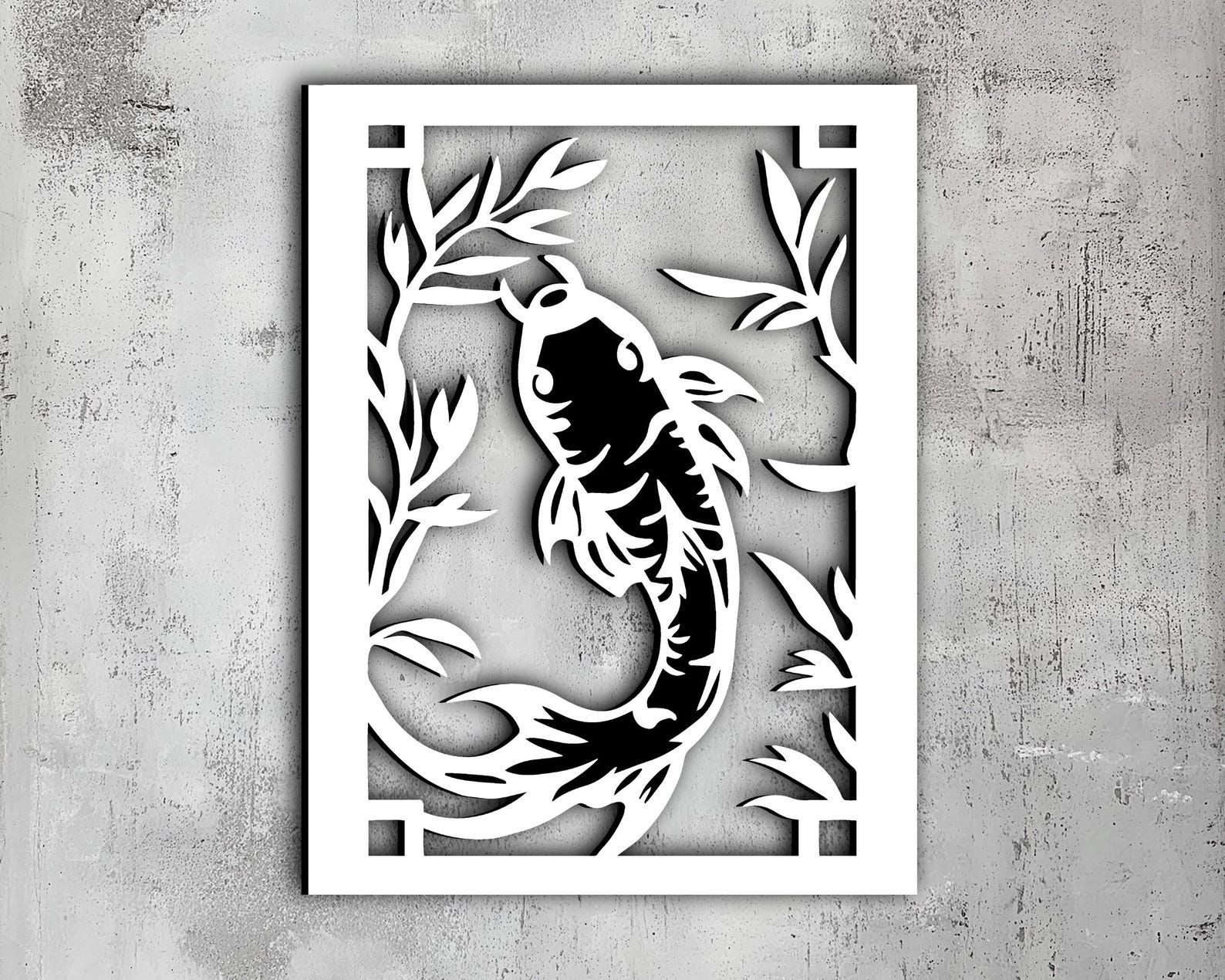 34- Koi Carp 3D Multilayer Wall Art | Svg Dxf Png Eps Lightburn ...