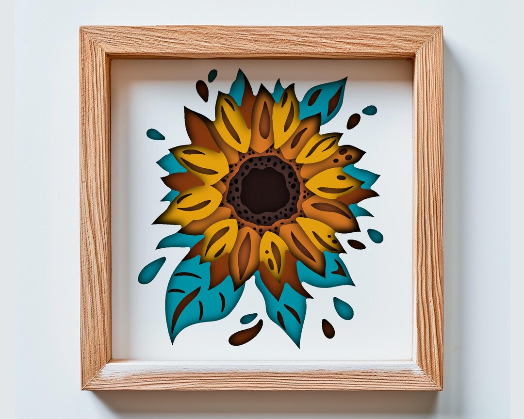 190- 3d Sunflower - Shadow Box Templates - SVG for Cardstock - 3D ...