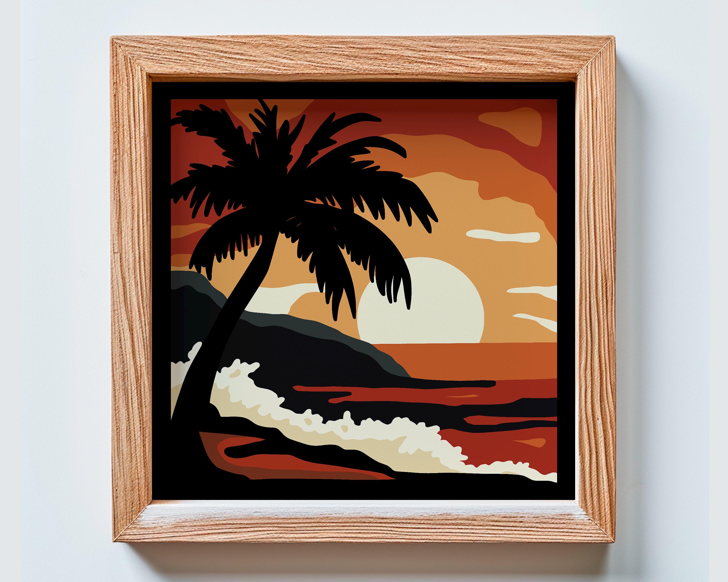 3D Beach Scene SVG – Layered Paper Cut File, Cricut, Laser, CNC ...
