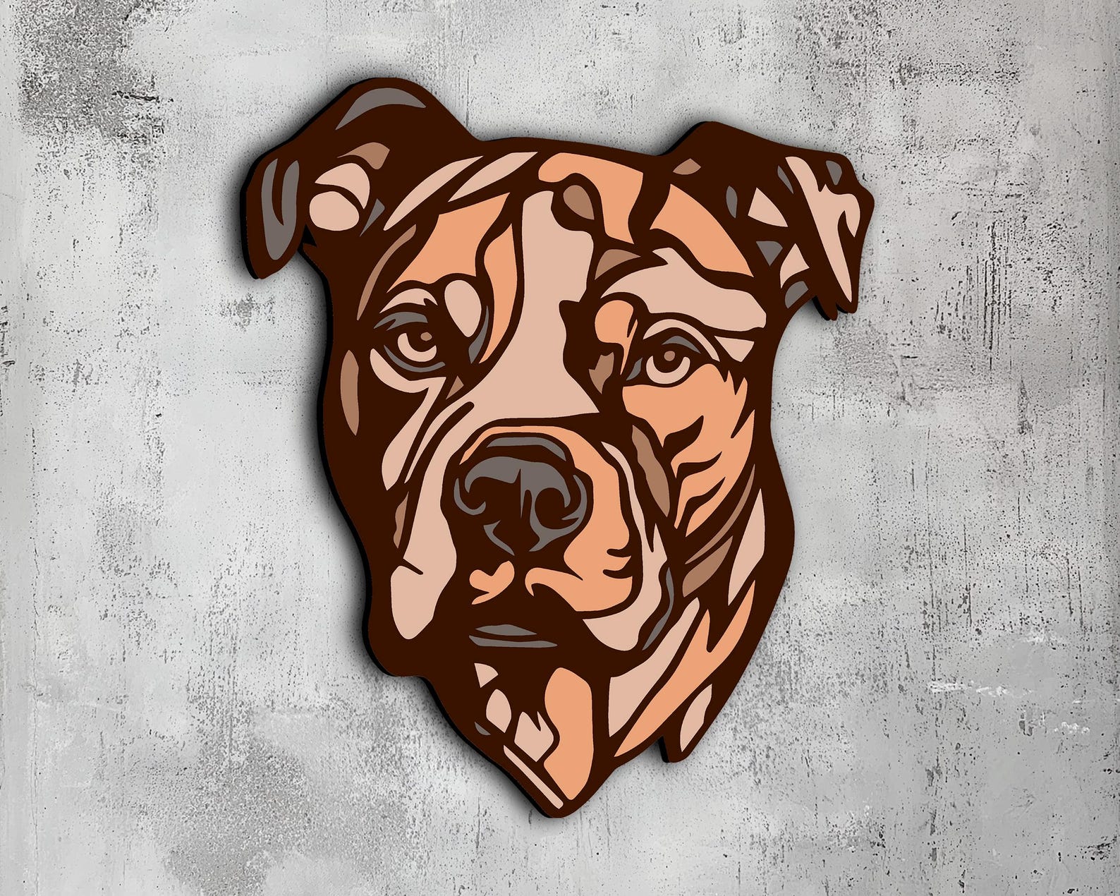 58- Multilayer 3D Pitbull Wall Art | Svg Dxf Png Eps | Pet Gift Wood ...