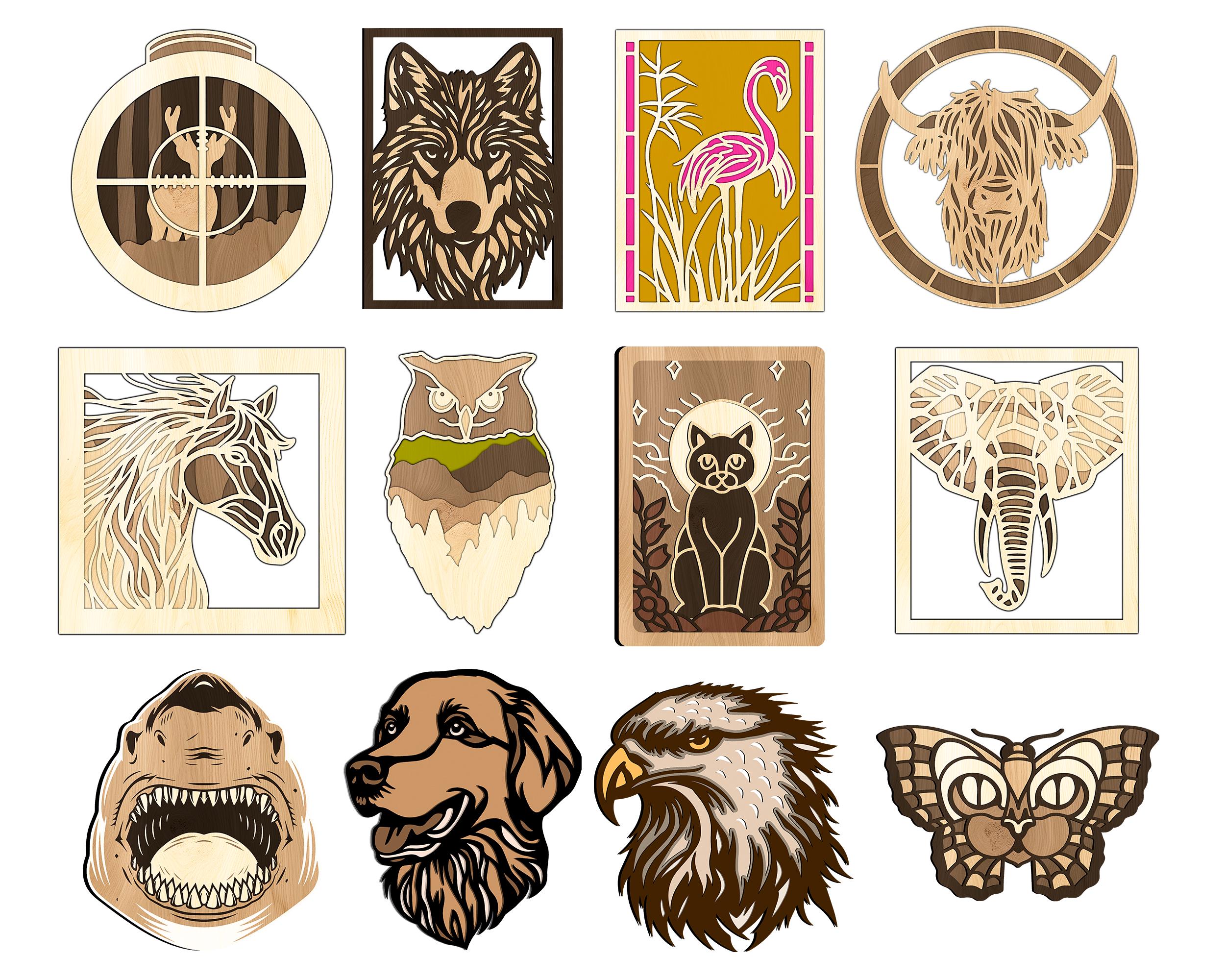 Layered Animal Designs - Laser Cut Files, Cricut, CNC (digital Vector ...