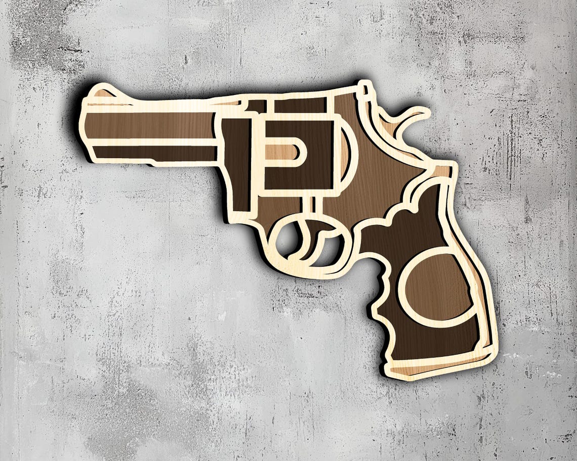 Multilayer Revolver Laser Cut File – 3D Weapon Decor (svg, Dxf, Eps ...
