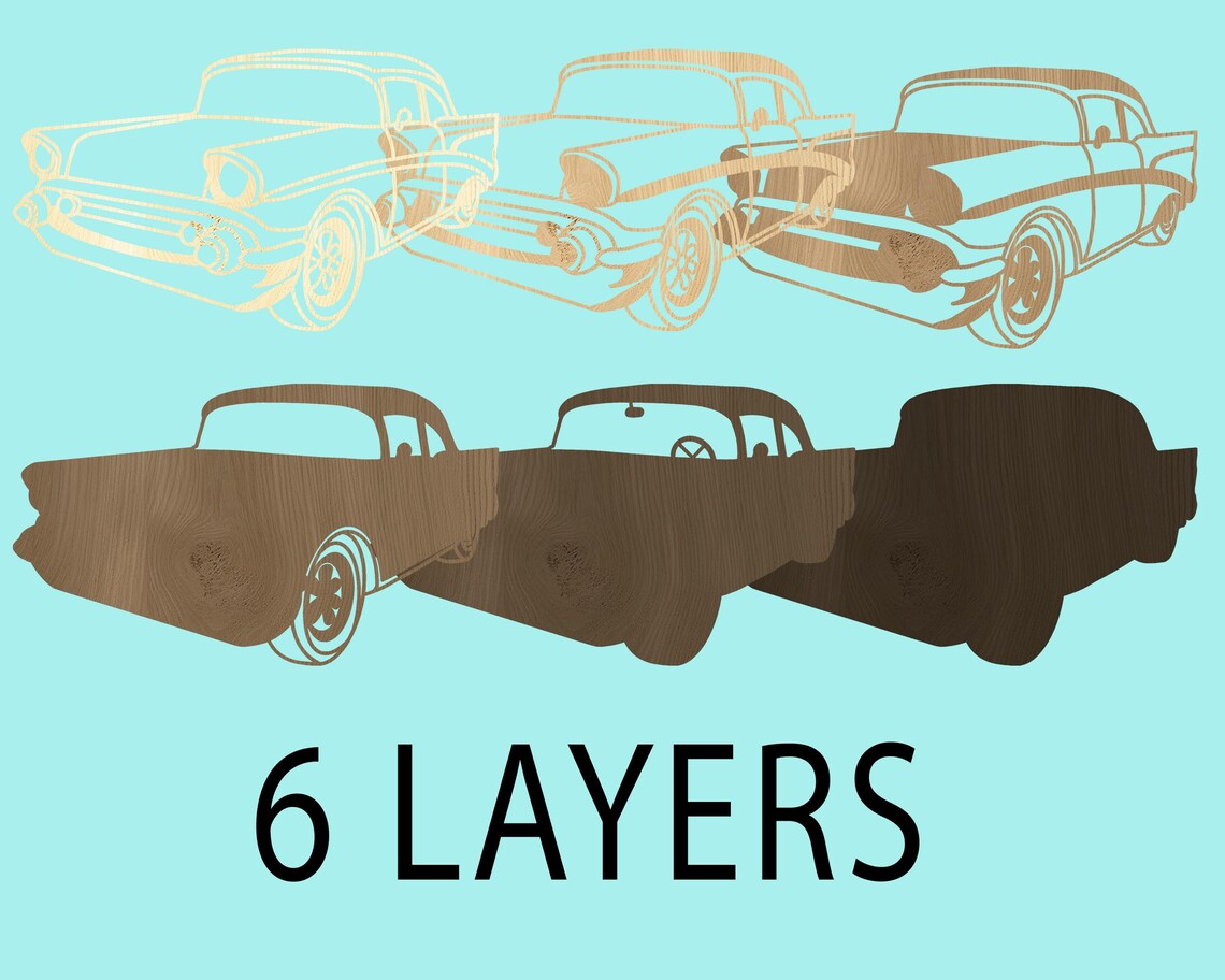 3D Car Wall Art – Multilayer Wood, Metal, Paper Cut (svg, Dxf, Png, Eps ...