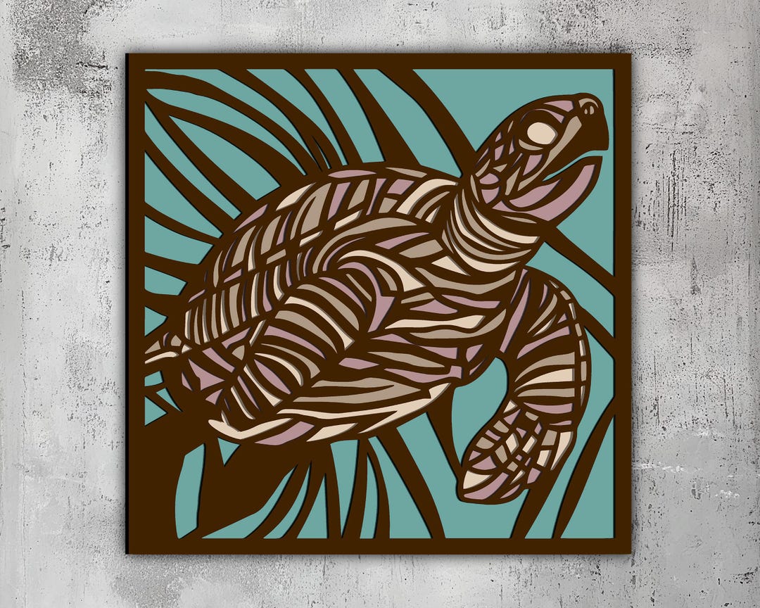 16- Turtle Multilayer 3D Wall Art Svg Dxf Png Eps Lightburn | Marine ...
