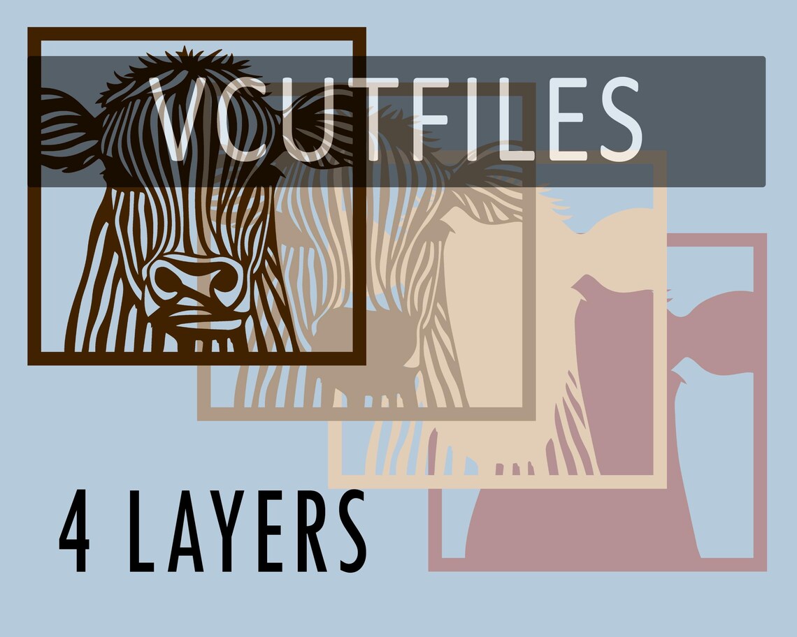 Cow Multilayer 3D Wall Art – Laser Cut Files, Farmhouse Decor (digital ...