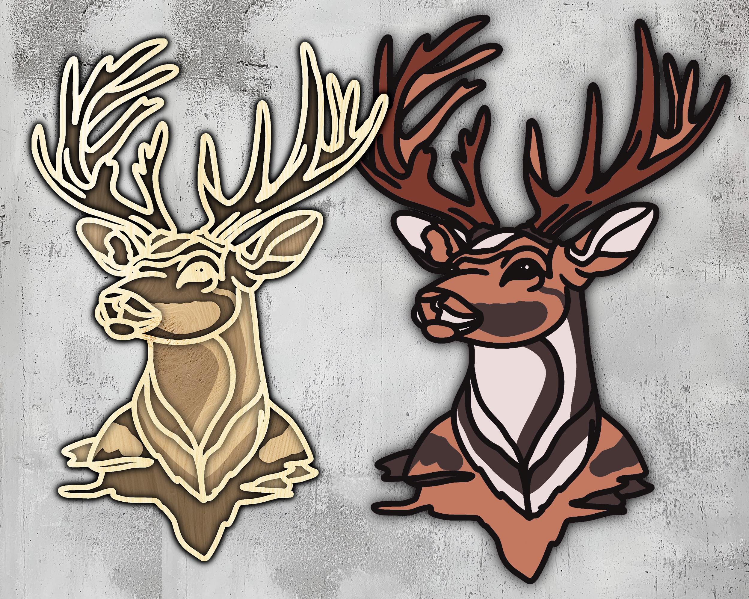 3D Deer Wall Art – Hunting Decor, Laser Cut Files (svg, Dxf, Png, Eps ...