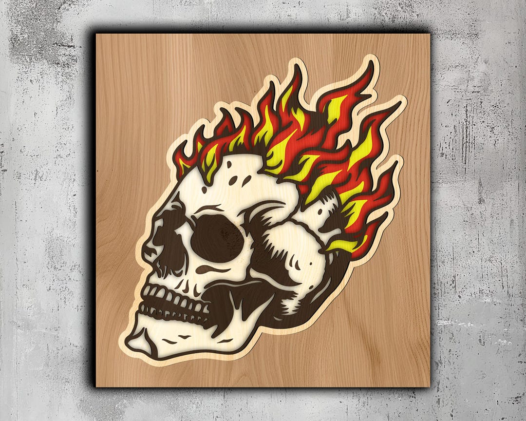 128- Multilayer Skull | Svg Dxf Png Eps Lightburn File | Cricut CNC ...