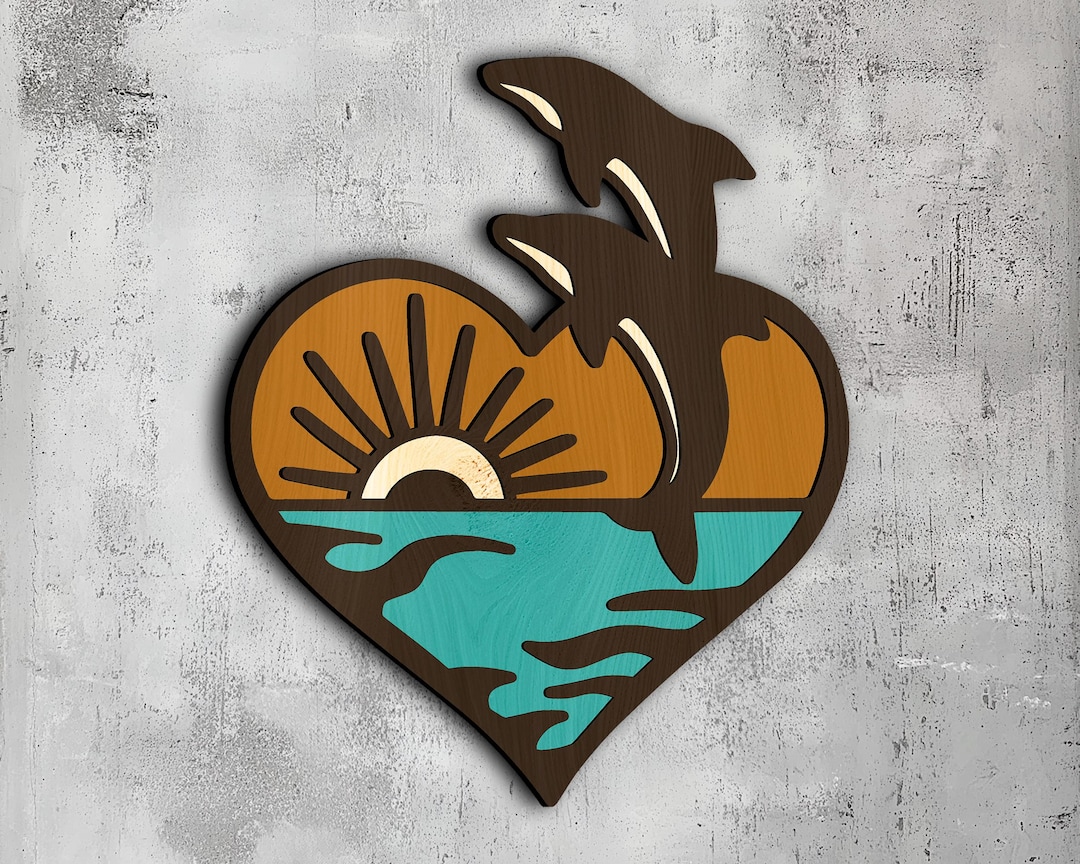 112- Multilayer Sunset in Heart | 3d Wall Art | Svg Dxf Png Eps | 3d ...