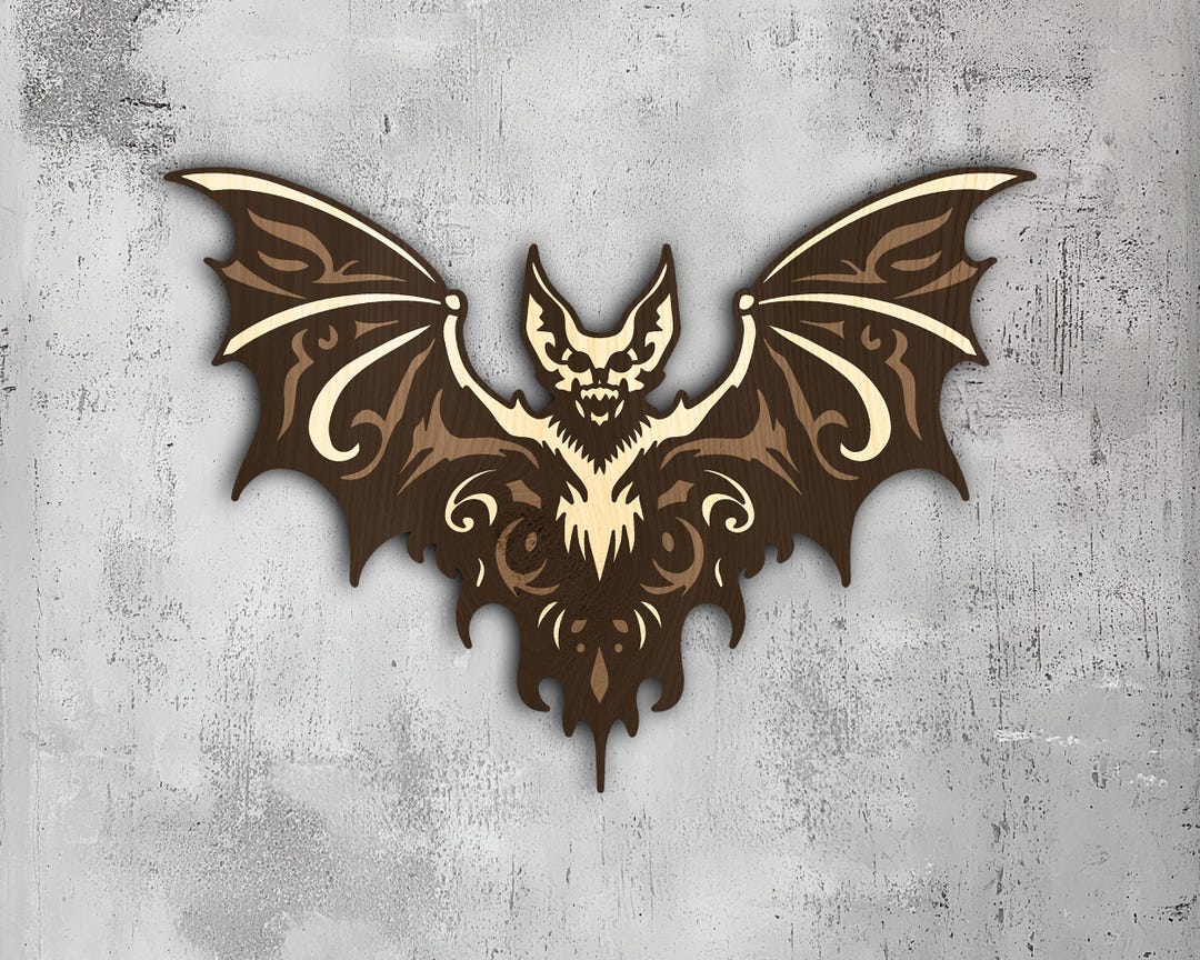 3D Halloween Bat Wall Art – Multilayer Laser Cut File (SVG Dxf Png Eps ...