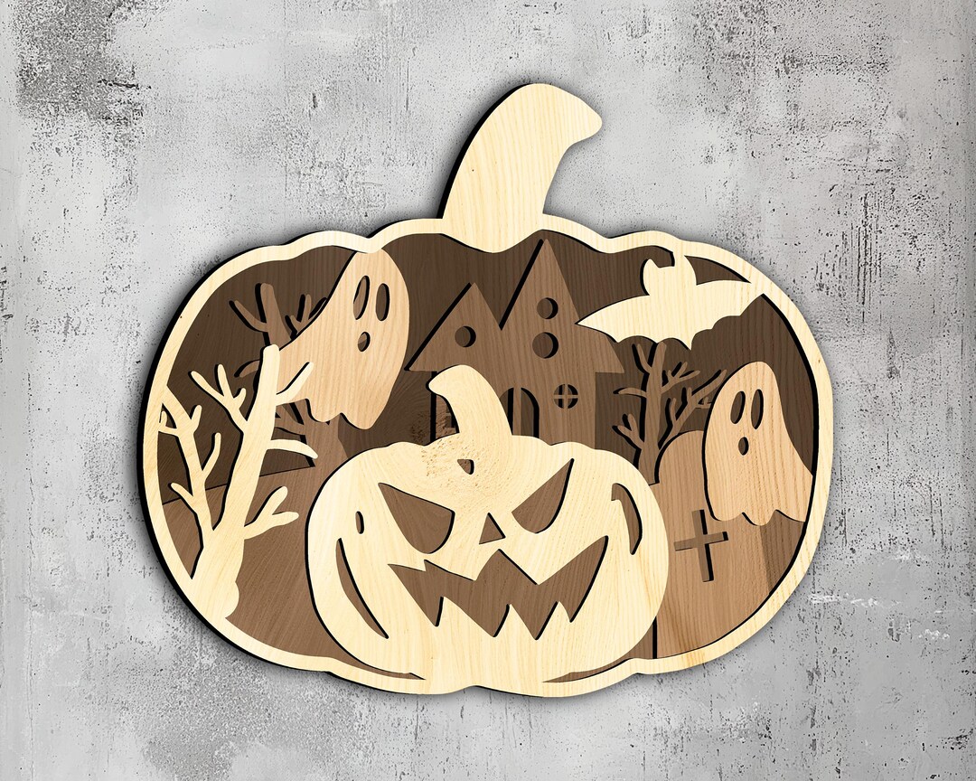 3D Halloween Scene Wall Art – Multilayer Pumpkin SVG DXF - Etsy