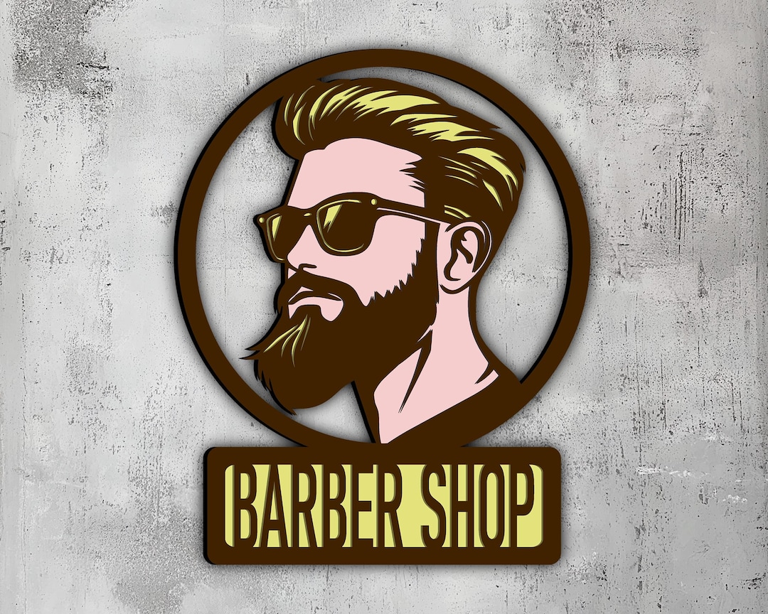Multilayer Barber Shop Sign - Laser Cut Wood & Metal Wall Art (digital ...