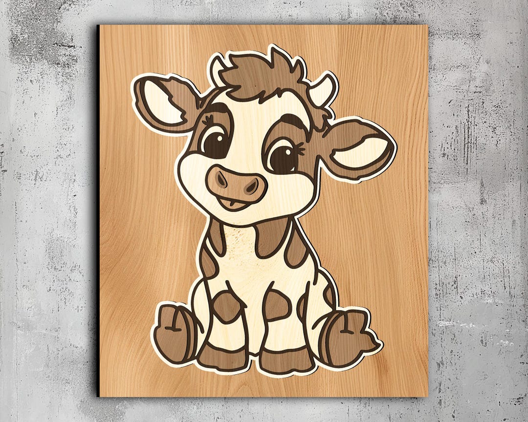 114- Multilayer Baby Cow | 3d Wall Art | Svg Dxf Png Eps | 3d Wood ...