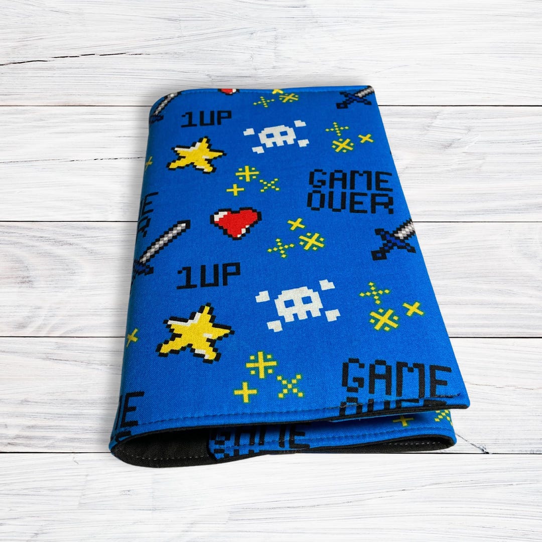 Blue Gamer Book Cover: Adjustable Padded Fabric Book Sleeve - Etsy