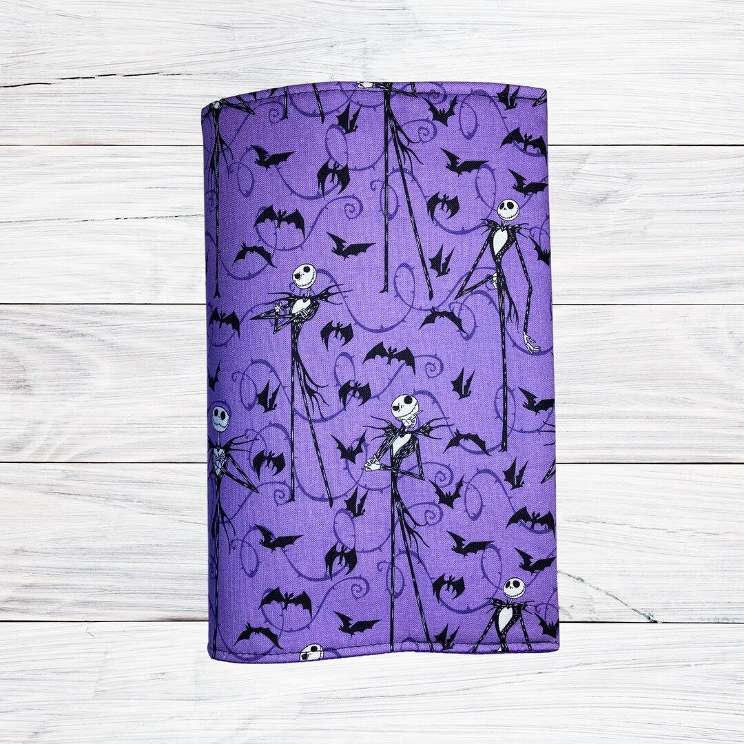 Purple Jack Skellington Book Sleeve: Adjustable Cotton Fabric Cover - Etsy