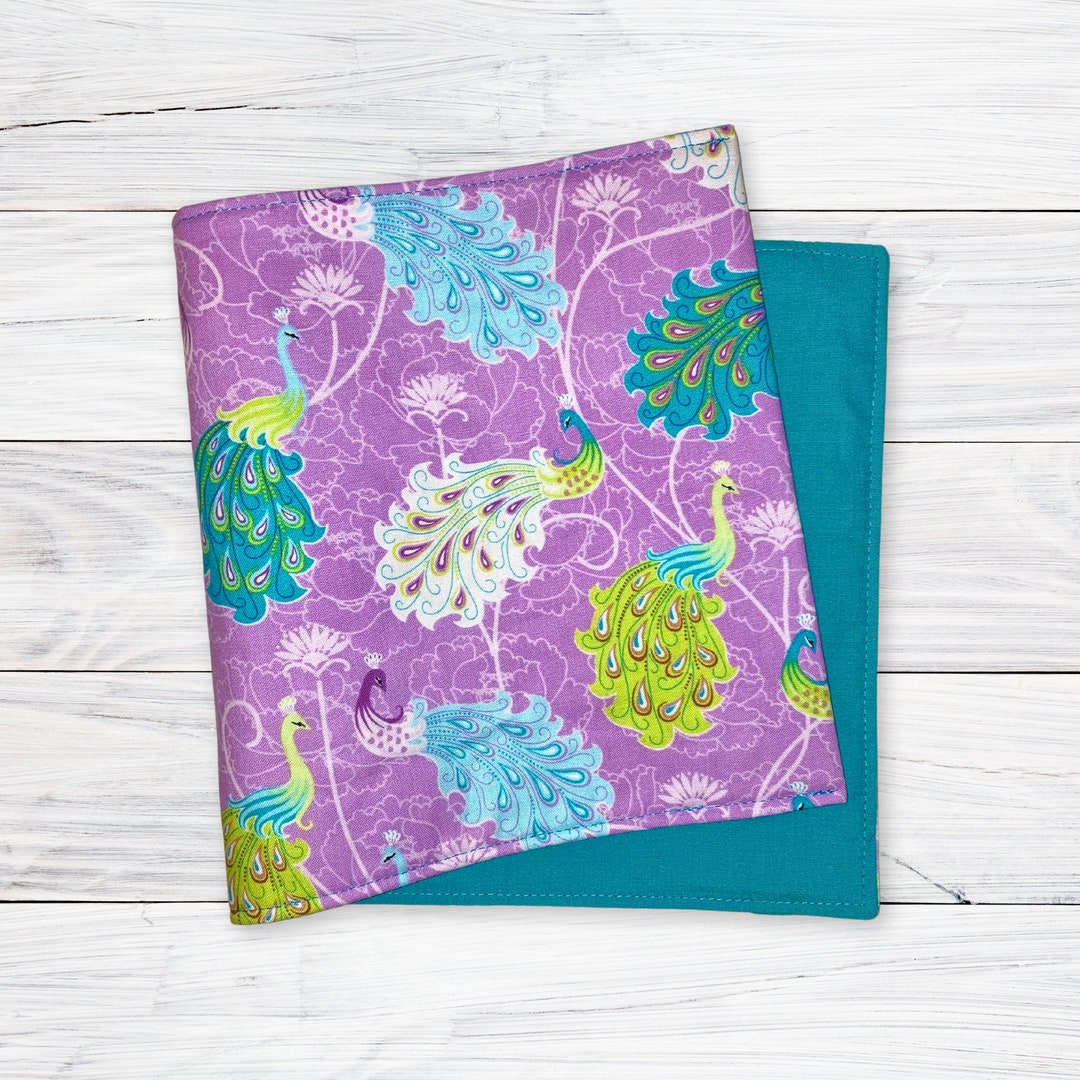 Peacock Fabric Book Cover: Adjustable Cotton Book Sleeve - Etsy