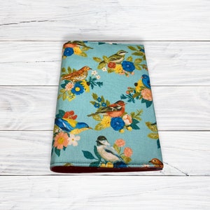 Adjustable Fabric Book Cover: Birds on Blue Cotton Book Sleeve - Etsy