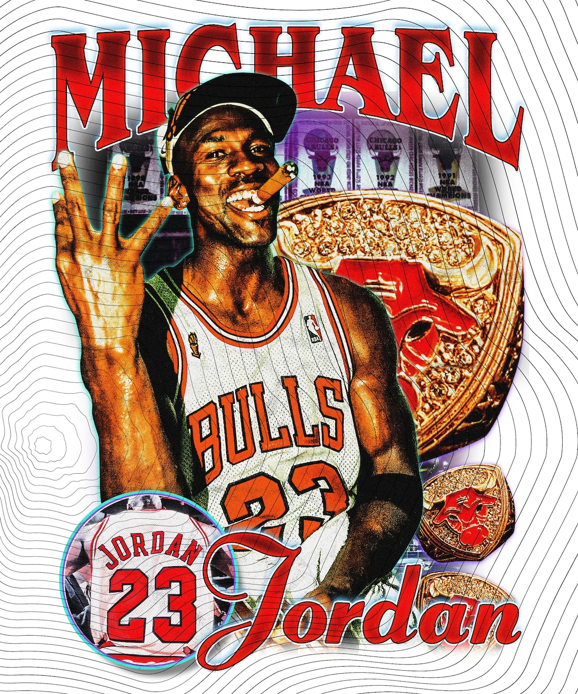 Michael Jordan Basketball T-shirt Design PNG Printable 300 DPI, 90s Hip ...