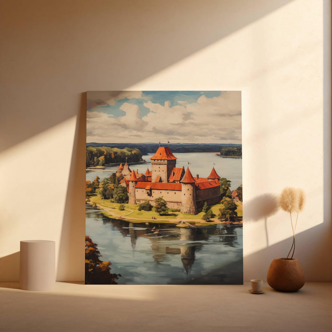 Trakai Island Castle Lithuania Europe Oil Painting Style Print Matted ...