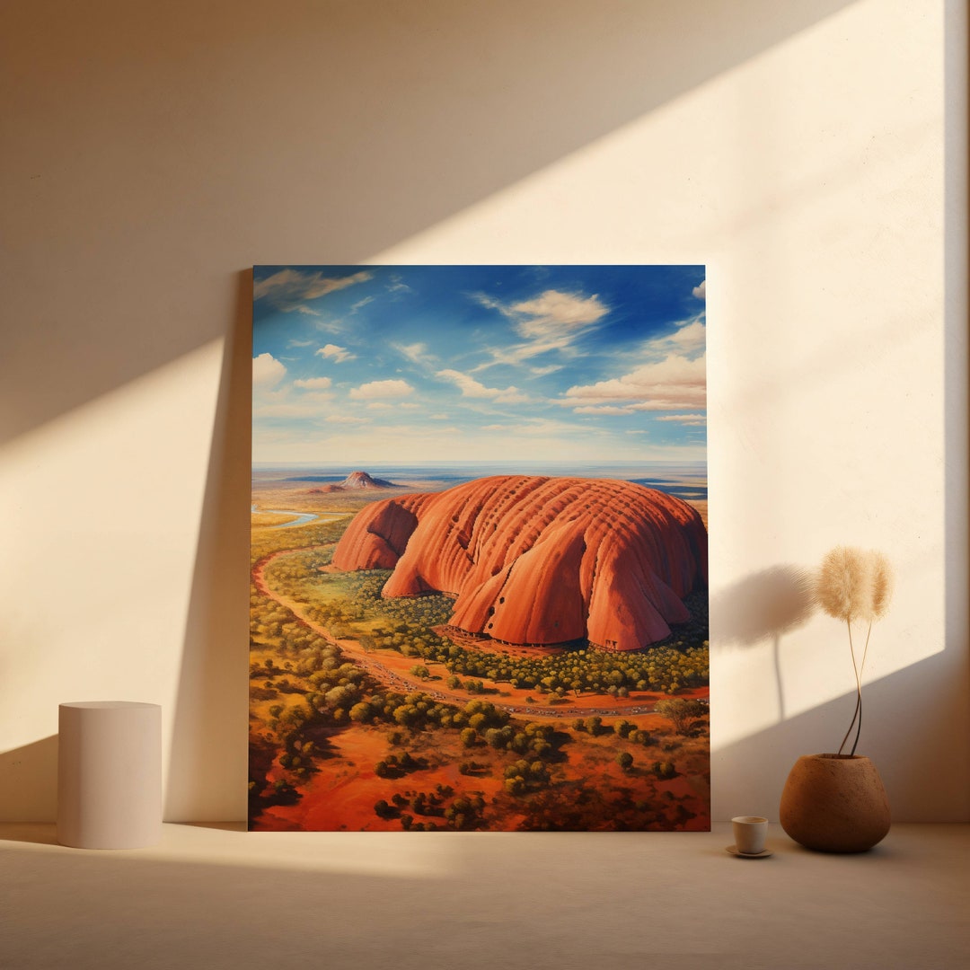 Ayers Rock Australia Oceania Oil Painting Style Print Print Matted ...