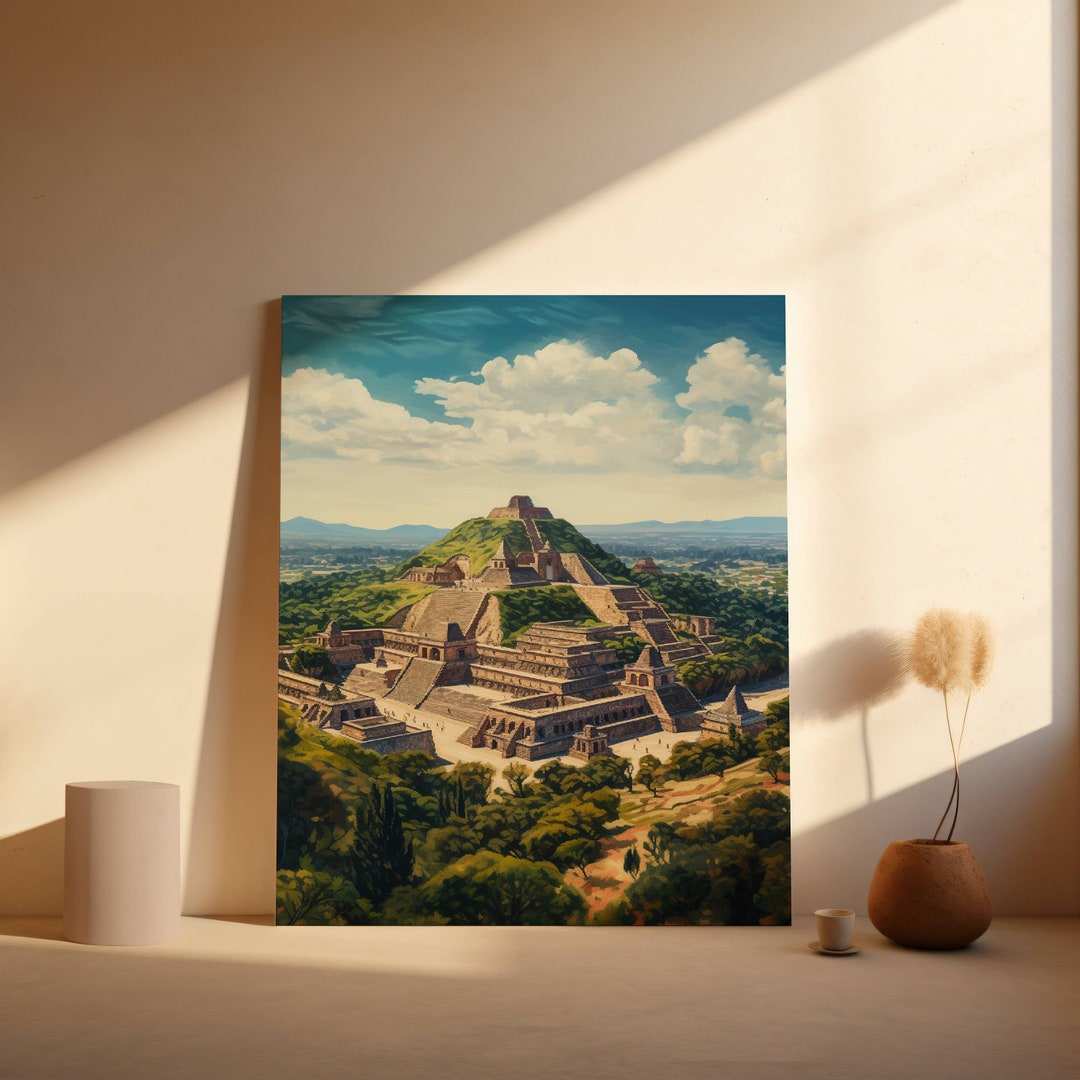 Cholula Pyramids Puebla Mexico Oil Painting Style Print Print Matted ...