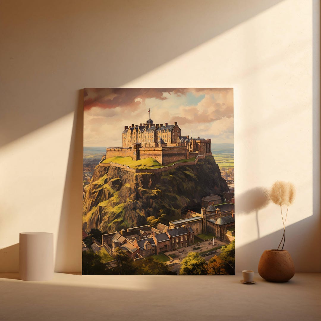 Edinburgh Scotland Europe Oil Painting Style Print Matted Travel Canvas ...