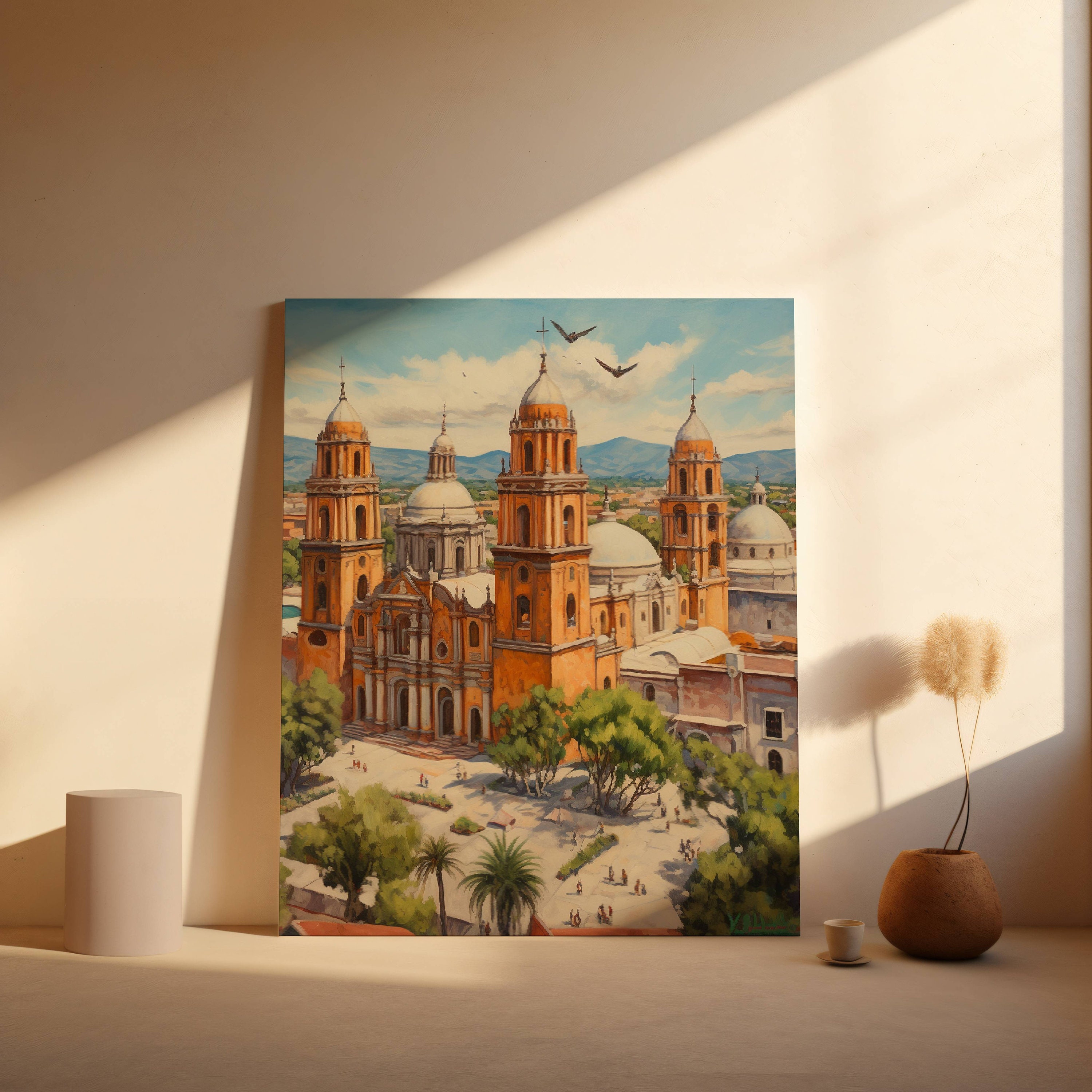 Saltillo Coahuila Mexico Oil Painting Style Print Print Matted Travel ...