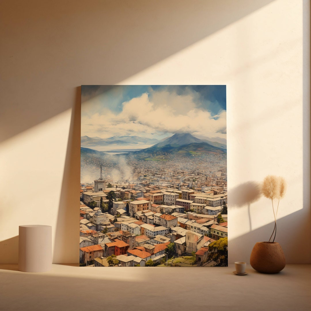 Quito Ecuador South America Oil Painting Style Print Print Matted ...