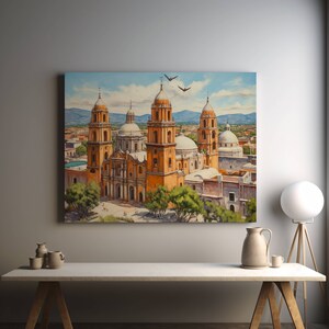 Saltillo Coahuila Mexico Oil Painting Style Print Print Matted Travel ...
