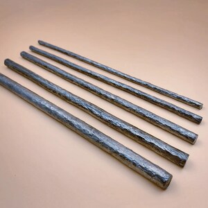 Hand Forged 1 Meter Long Textured Steel Round Bar Hammered Metal Rod ...