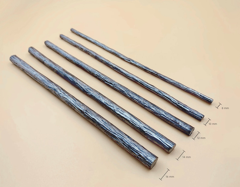 Hand Forged 1 Meter Long Textured Steel Round Bar Hammered Metal Rod ...