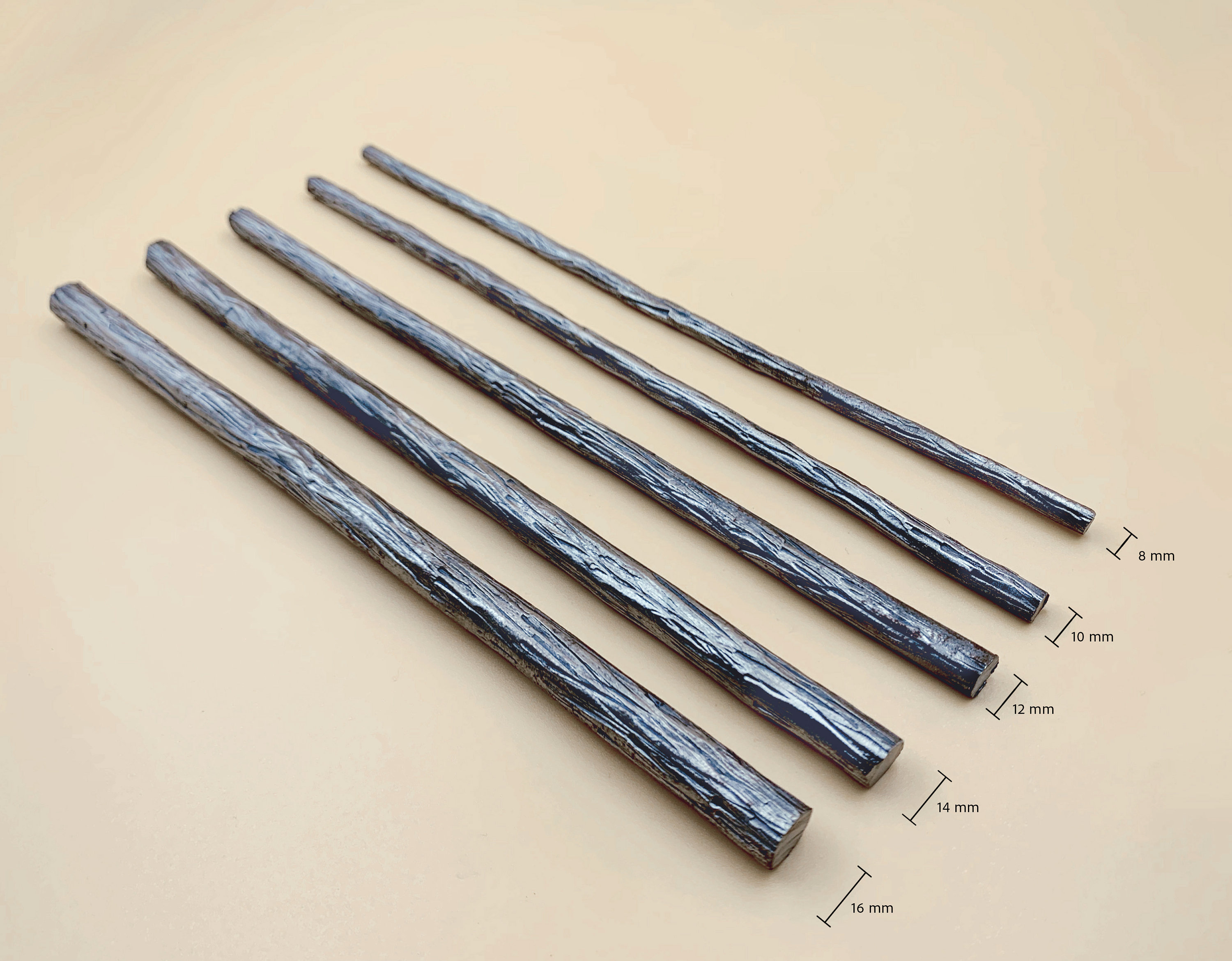 Hand Forged 1 Meter Long Textured Steel Round Bar Hammered Metal Rod ...