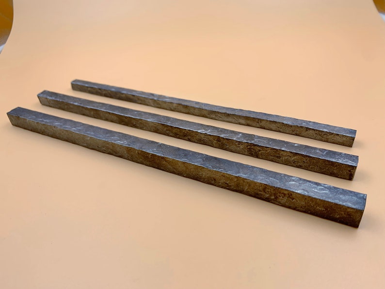Hand Forged 1 Meter Long Textured Steel Square Bar Hammered Metal Rod ...