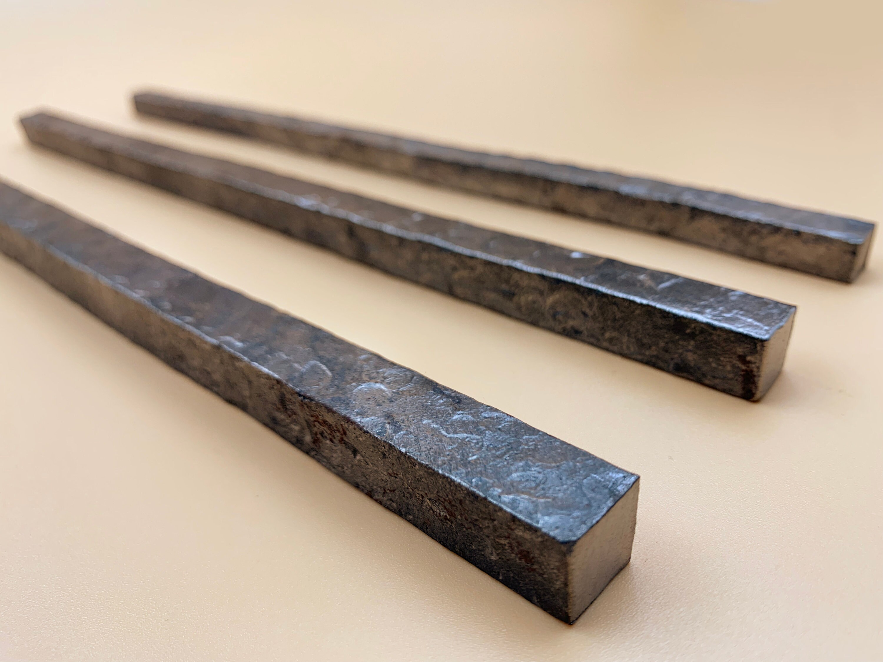 Hand Forged 1 Meter Long Textured Steel Square Bar Hammered Metal Rod ...