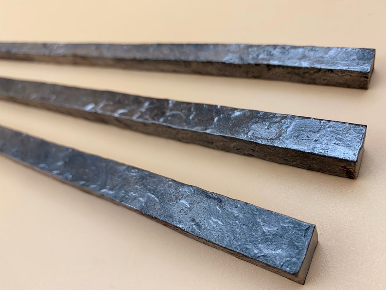 Hand Forged 1 Meter Long Textured Steel Square Bar Hammered Metal Rod ...