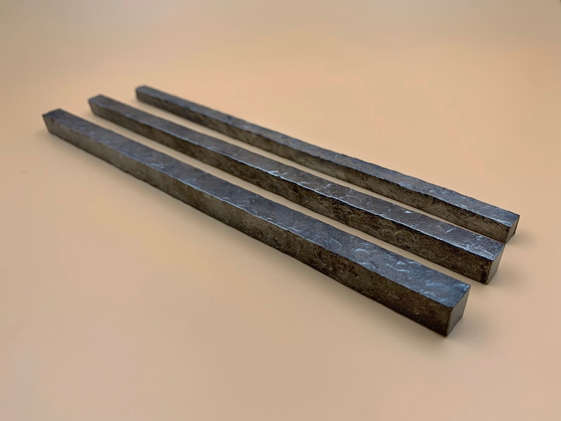 Hand Forged 1 Meter Long Textured Steel Square Bar Hammered Metal Rod ...